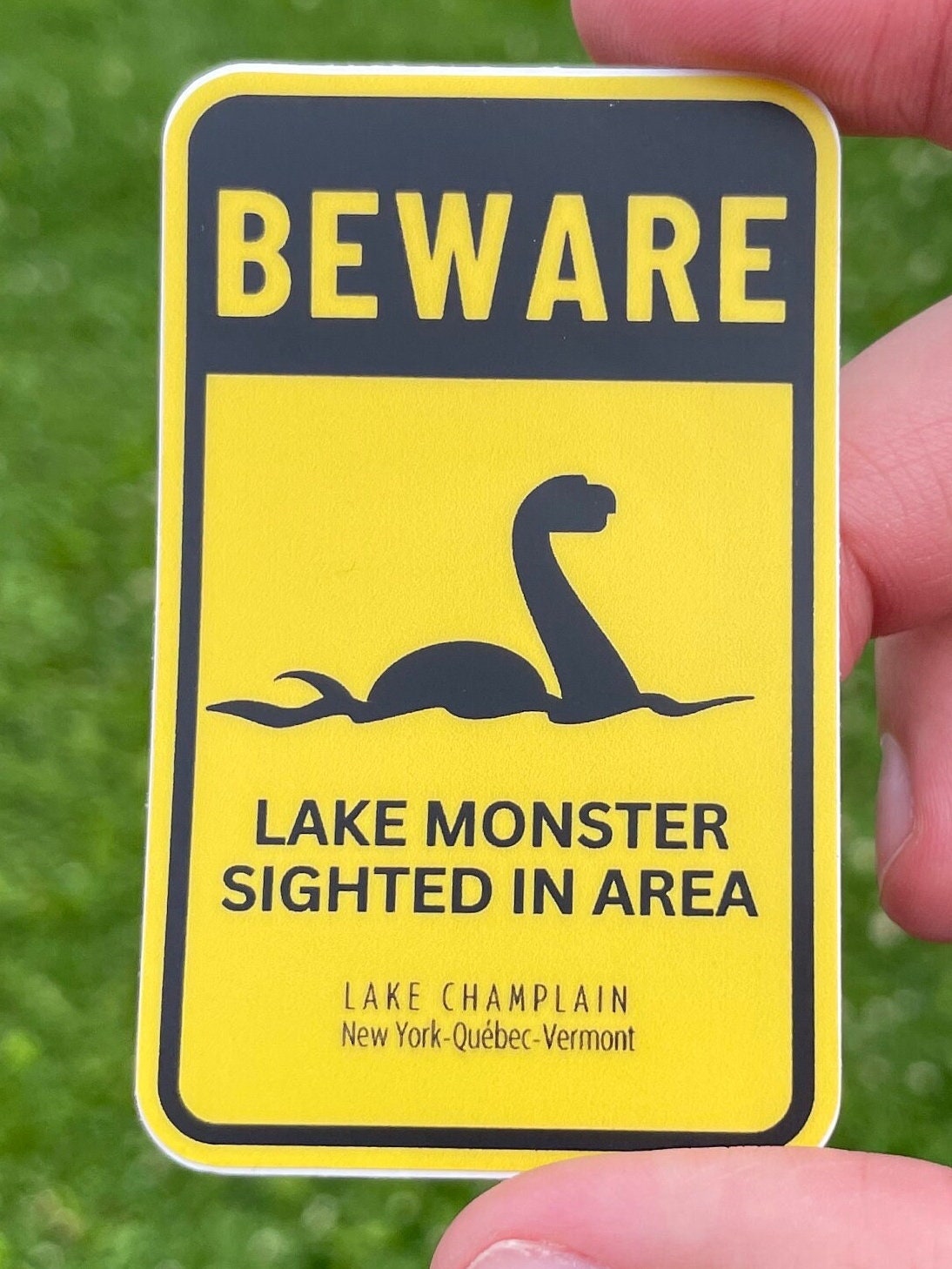 Beware Lake Monster Lake Champlain Champy I Lake Monster Sticker | Pla ...